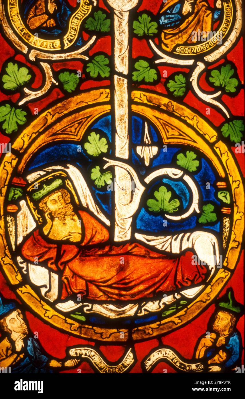 Detail from a 13th century German stained glass Tree of Jesse window ...