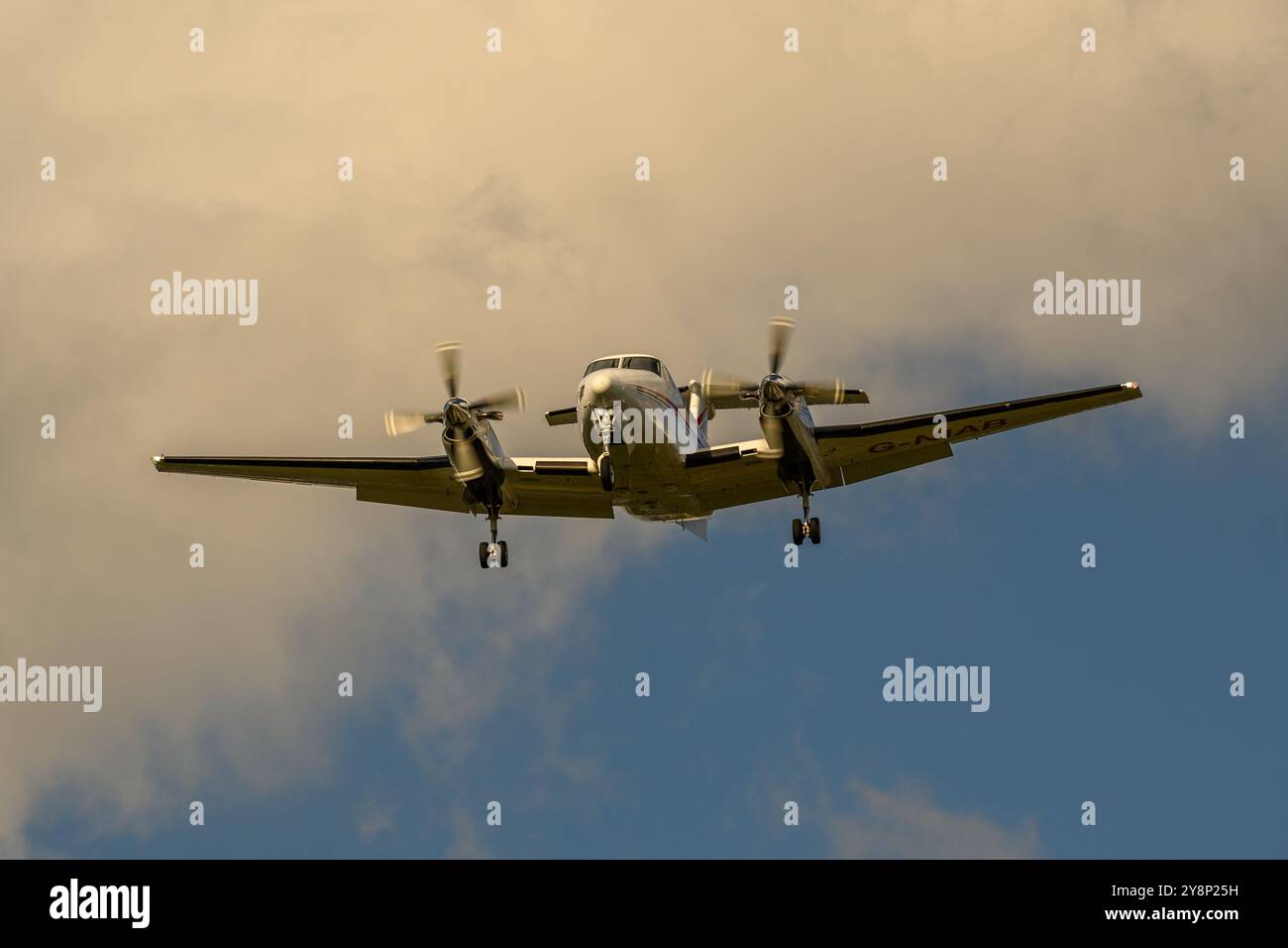 A Beech 200C Super King Air on final approach to runway 15, Birmingham ...