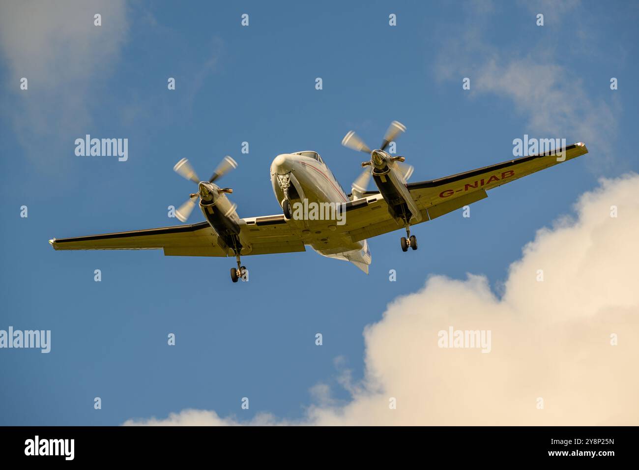 A Beech 200C Super King Air on final approach to runway 15, Birmingham ...