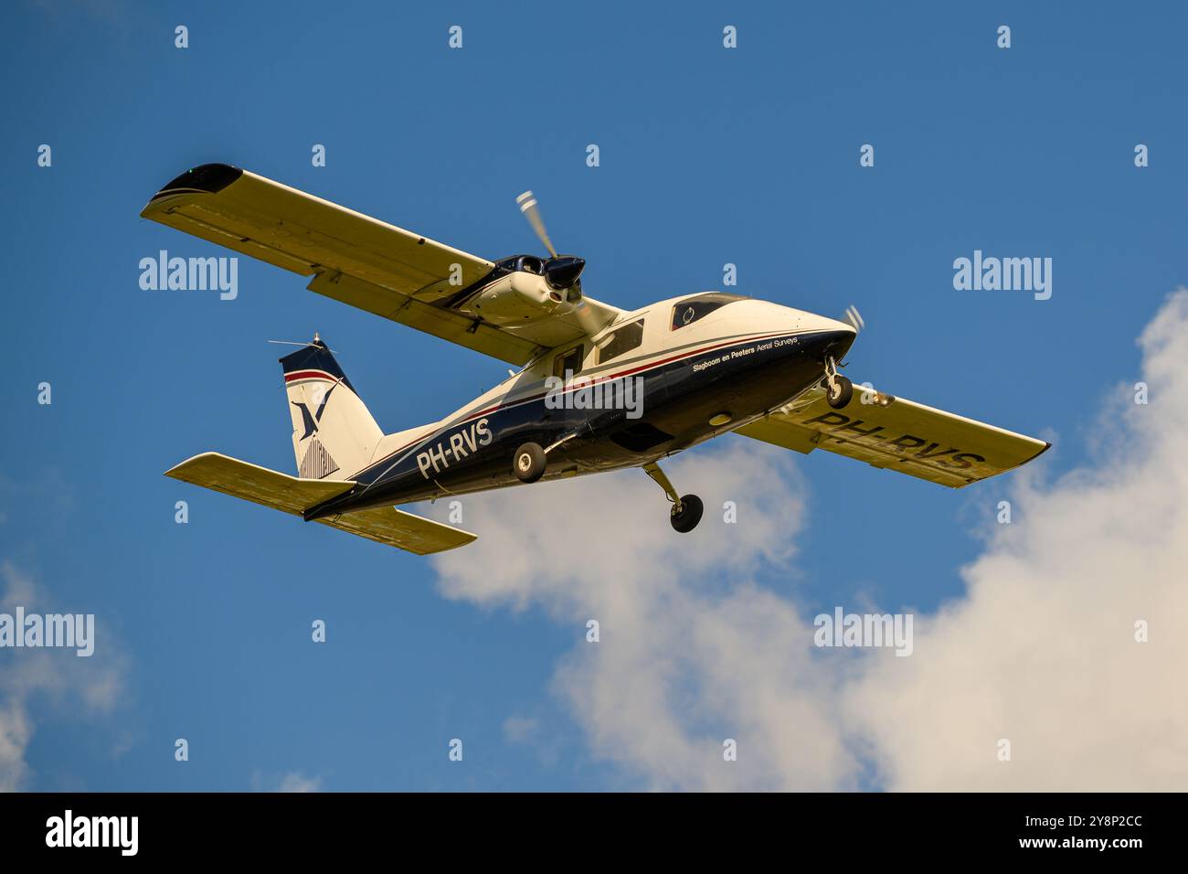 A Partenavia P.68B Victor on final approach to runway 15, Birmingham ...