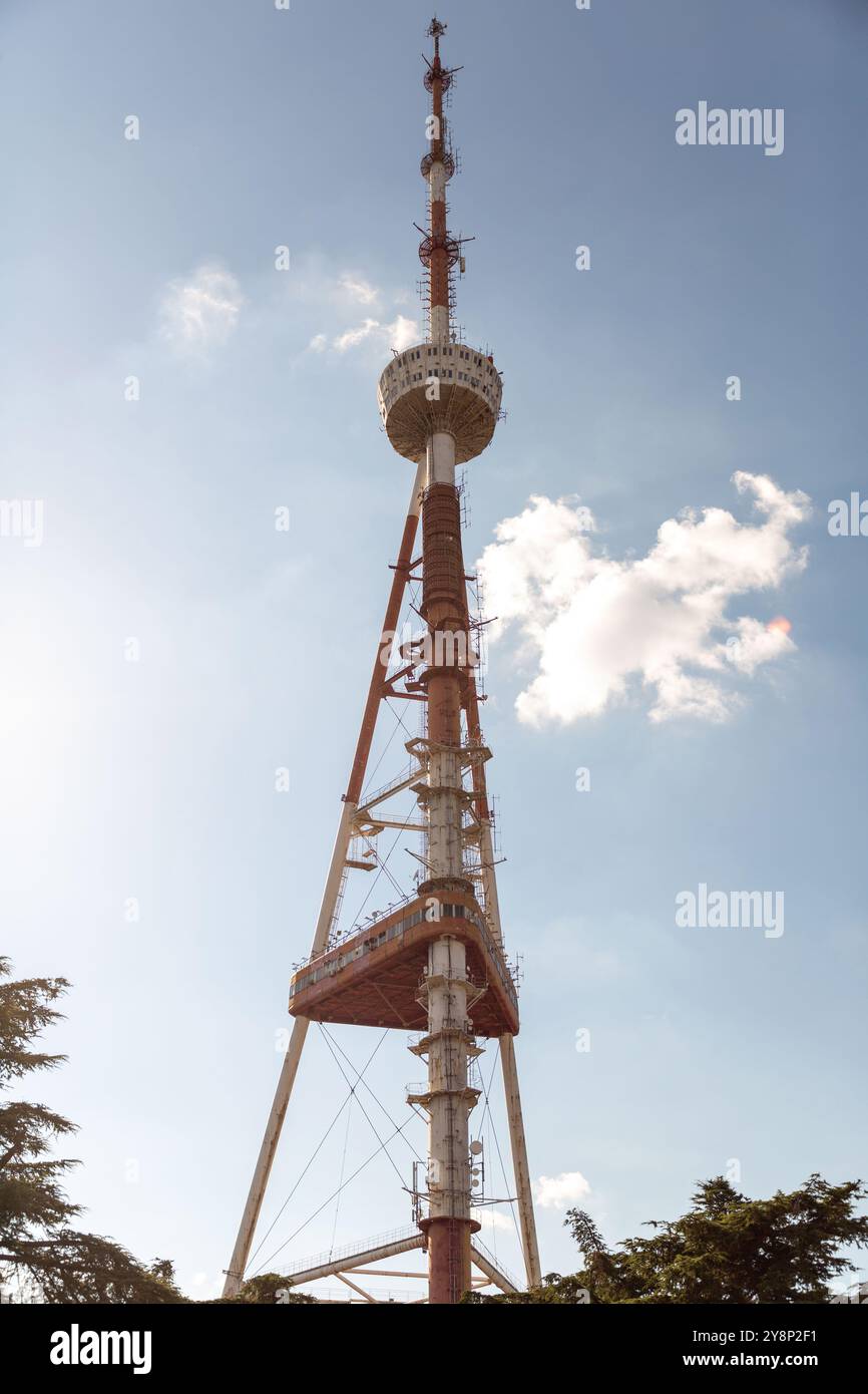 Tbilisi, Georgia - 17 AUG, 2024: Georgia Tbilisi TV Broadcasting Tower is a free standing tower ...