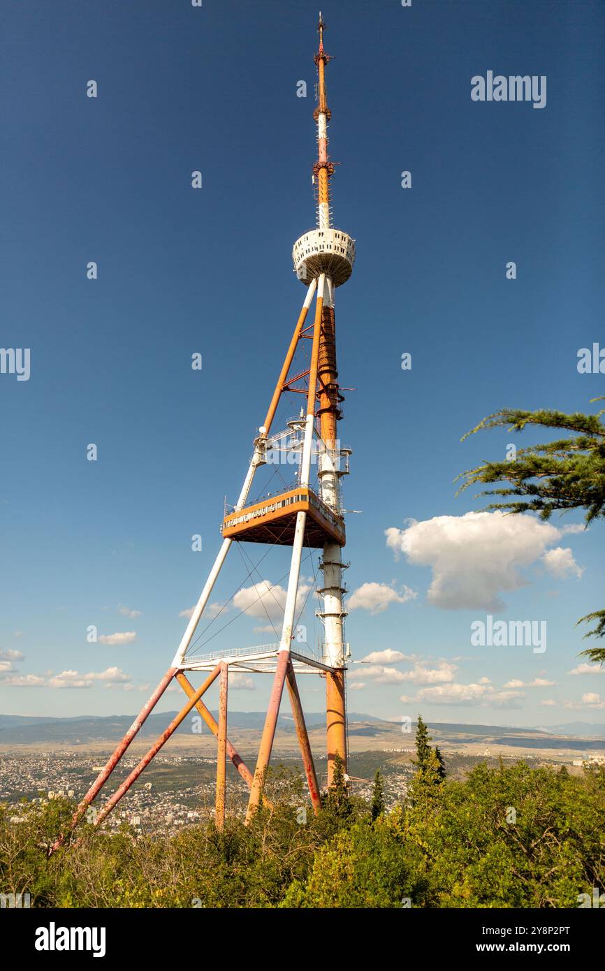 Tbilisi, Georgia - 17 AUG, 2024: Georgia Tbilisi TV Broadcasting Tower is a free standing tower ...