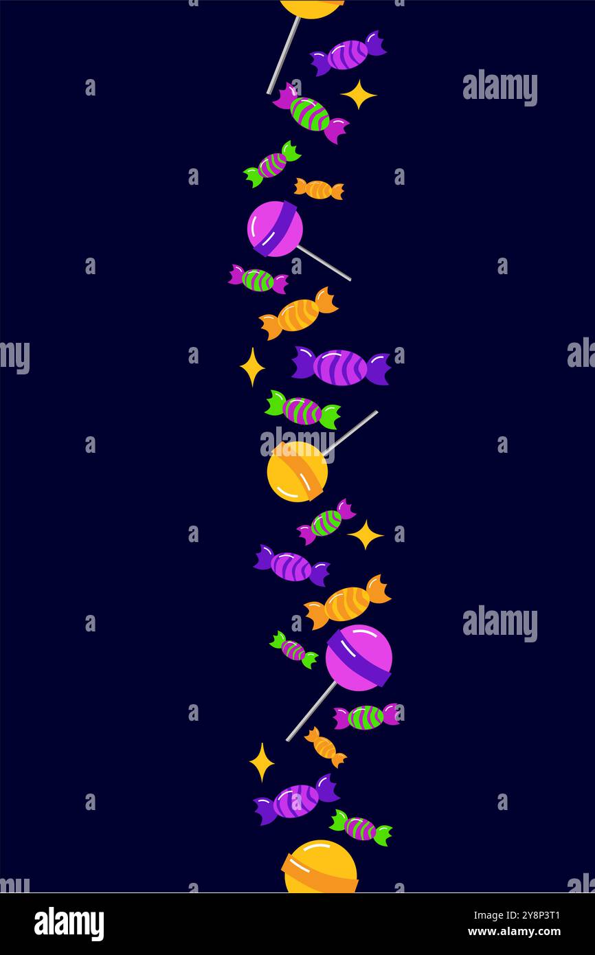 halloween seamless border with sweets candies and lolipops. Vertical ...