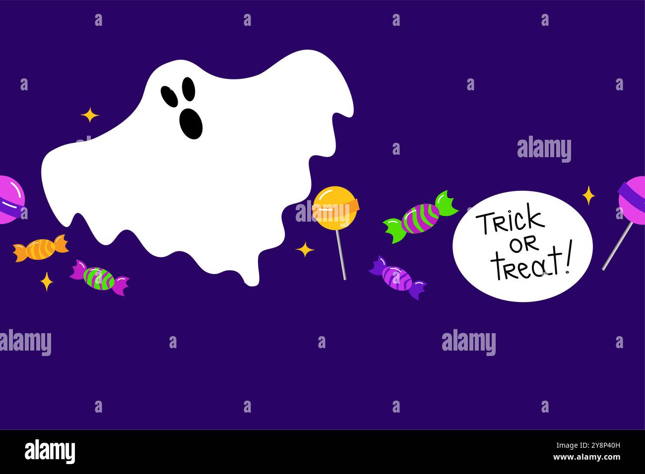 Scary Halloween ghost candies seamless border pattern dark vector ...