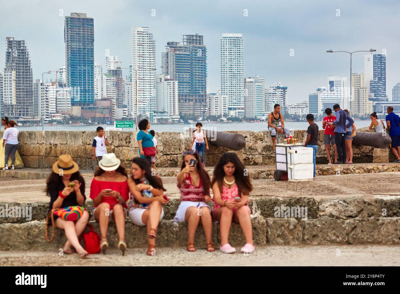 Baluarte de Santo Domingo, Bocagrande background, Cartagena de Indias ...