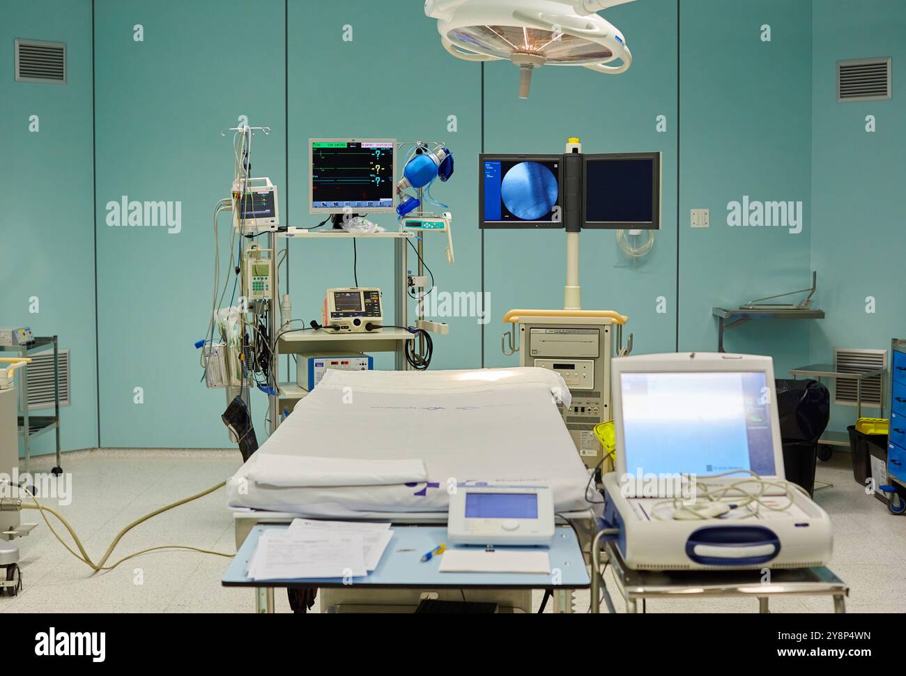 Operating room for cardiac pacemaker placement. Intensive Care Unit ICU ...