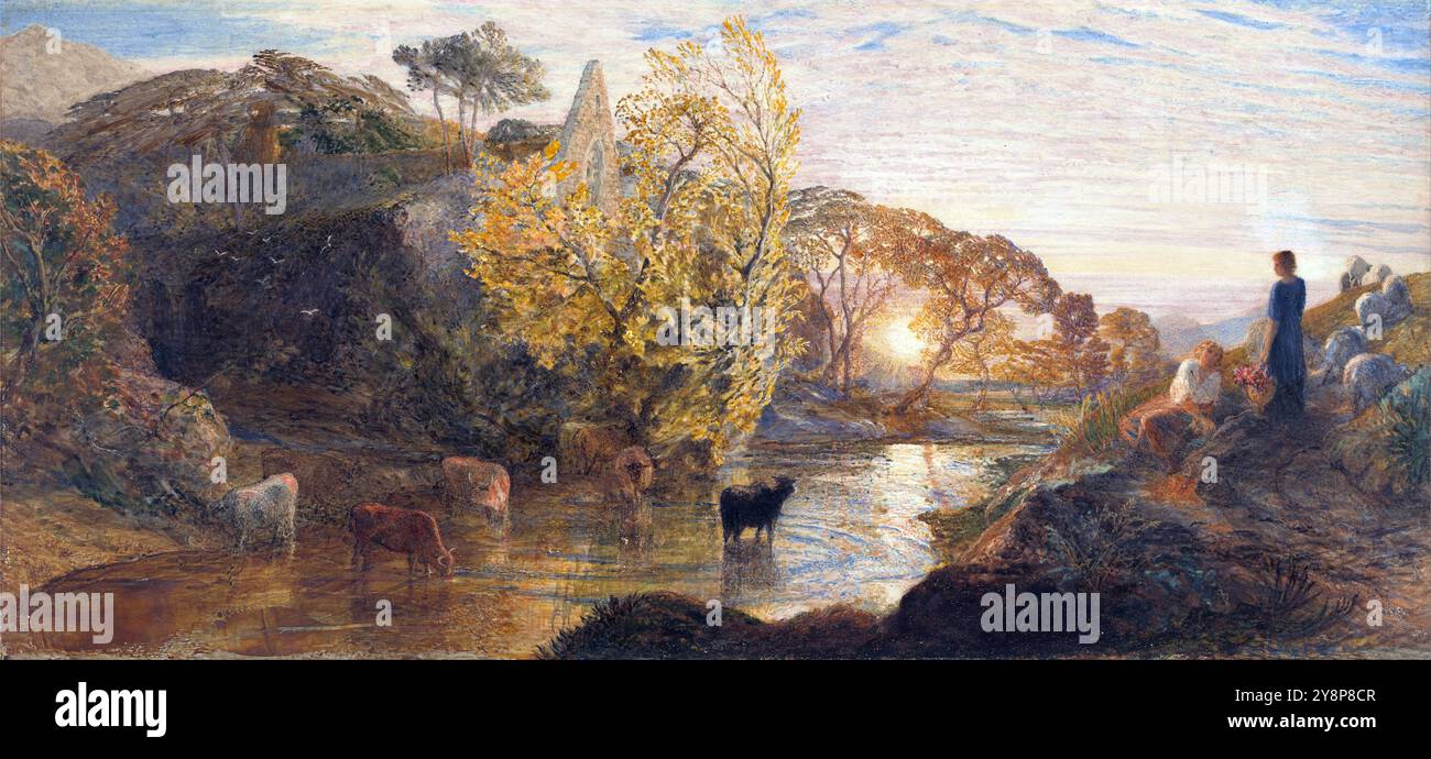 Samuel Palmer landscape painting, Sunset Stock Photo - Alamy