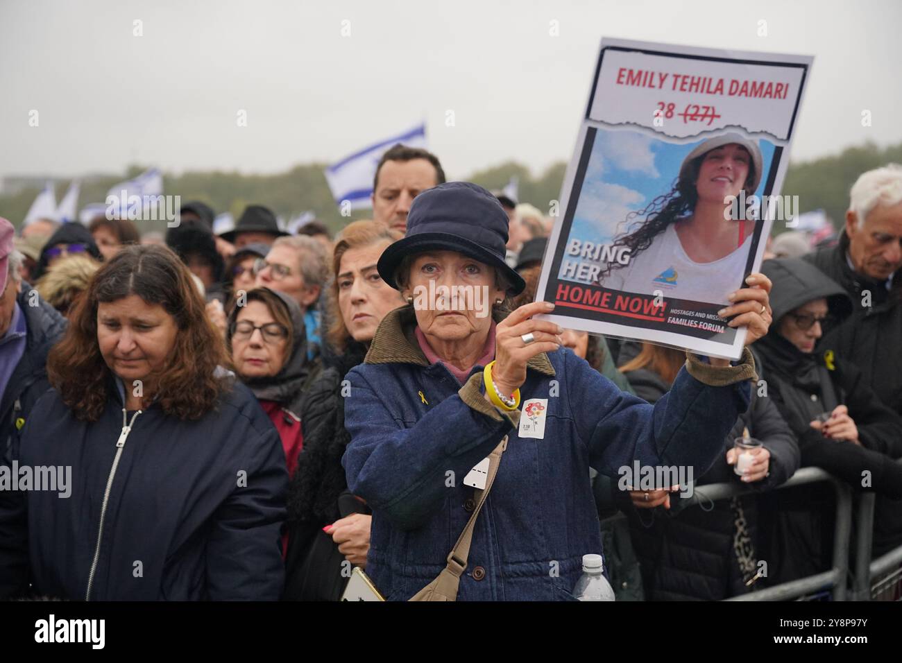 People attending the Remembering October 7 memorial event in Hyde Park ...