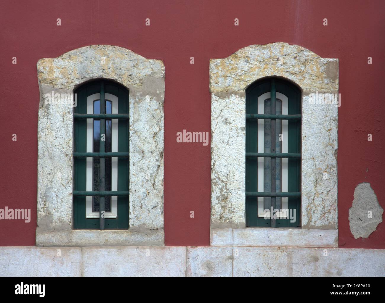 windows with white bars Lisbon Stock Photo - Alamy