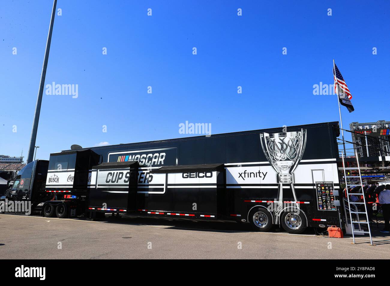 LINCOLN, AL - OCTOBER 06: NASCAR series official haulers during the ...