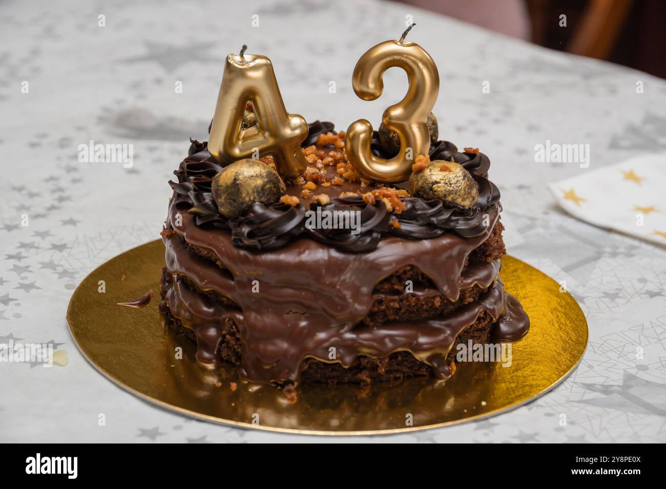 home made, chocolate birthday cake, number forty-three Stock Photo - Alamy