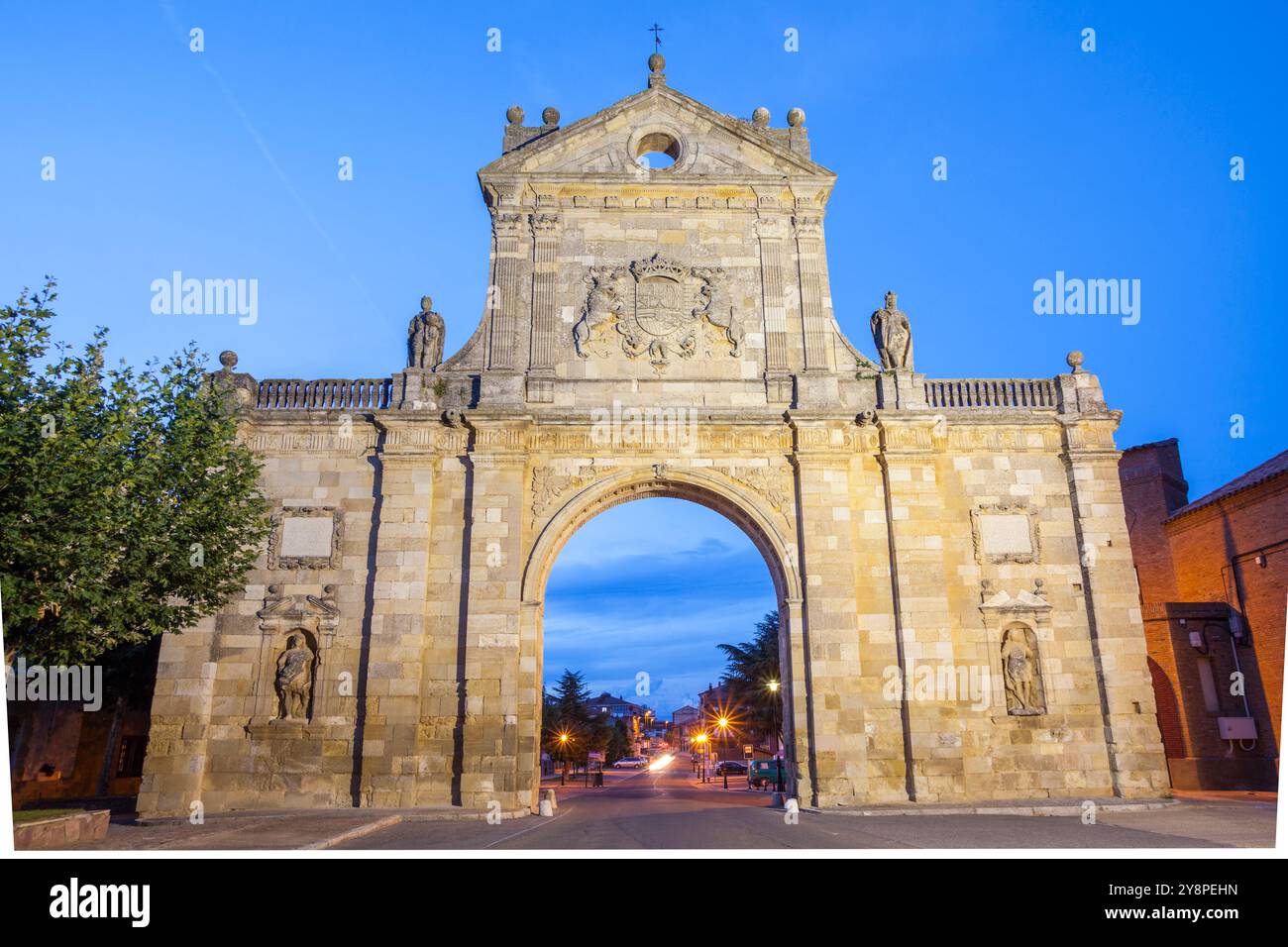 San Benito Arch in Sahagun, Way of St. James, Leon, Spain Stock Photo ...