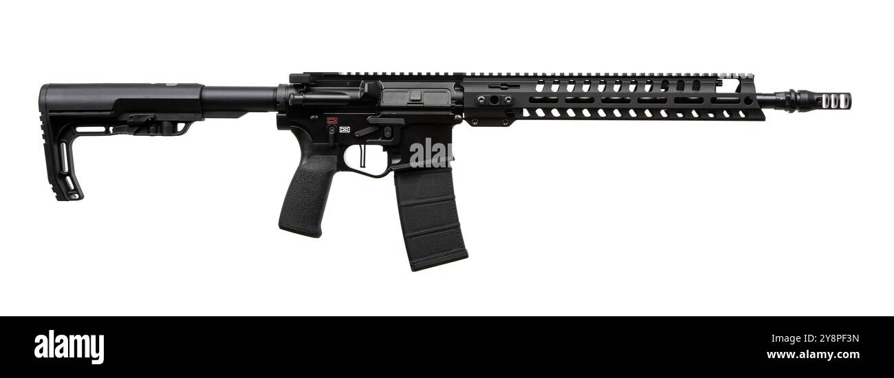 Modern automatic rifle isolated on white background. Weapons for police ...