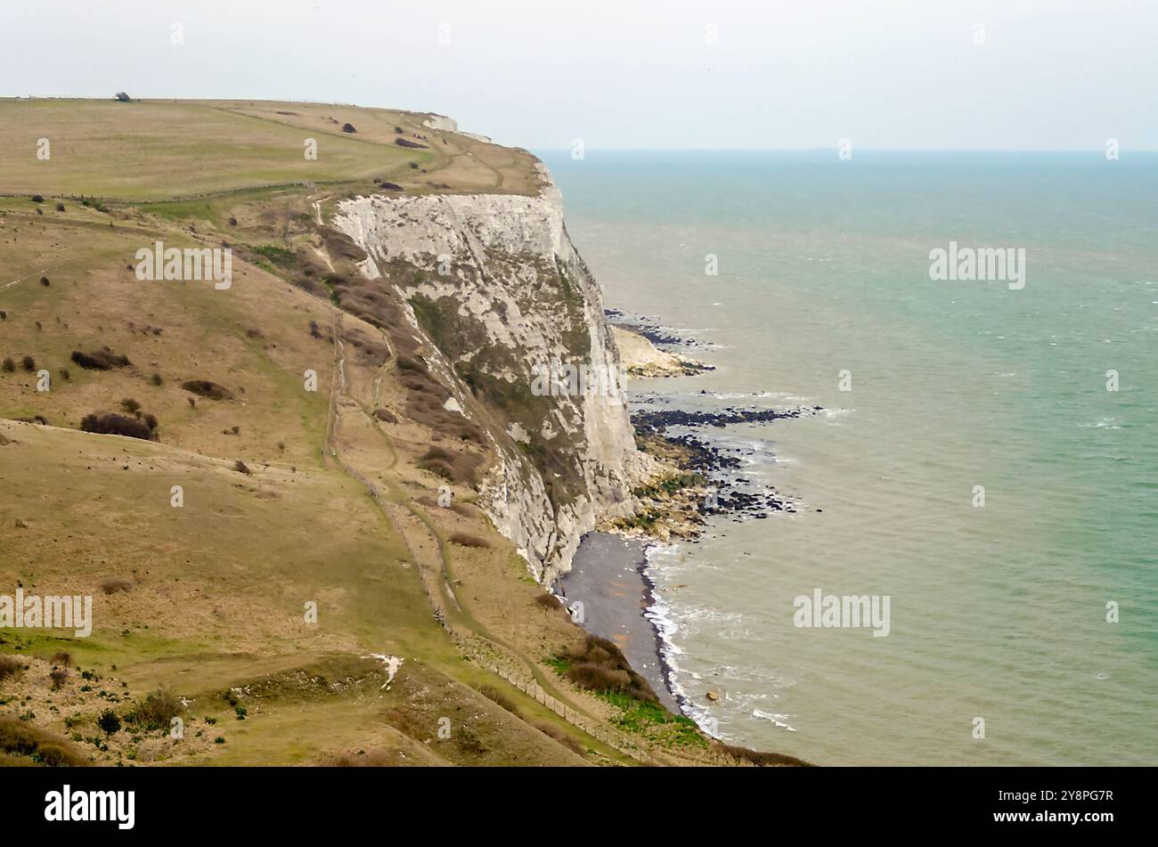 The white cliffs of Dover facing continental Europe on the English ...
