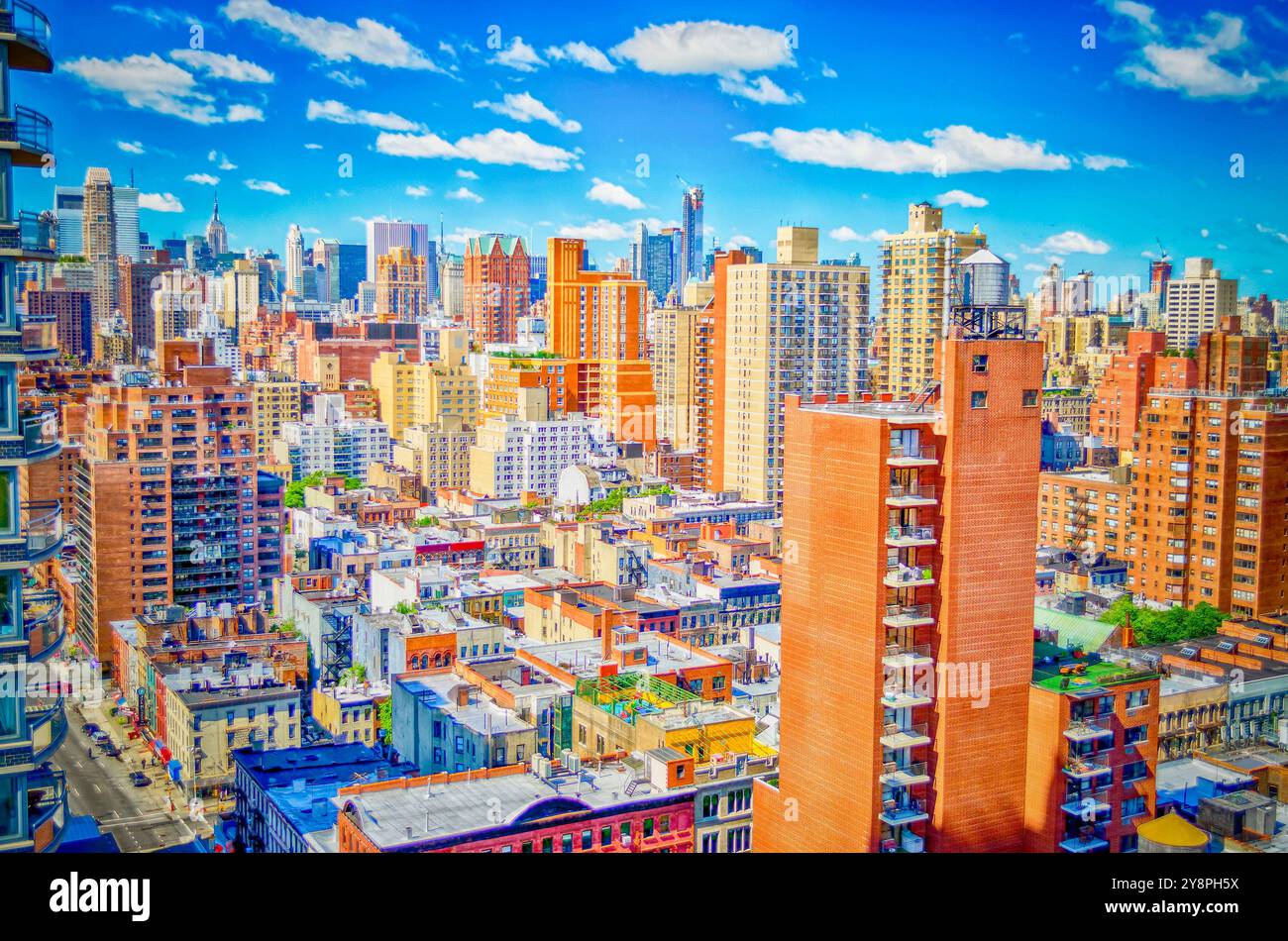 Aerial view of the Upper East Side, at the corner between 2nd Ave and ...