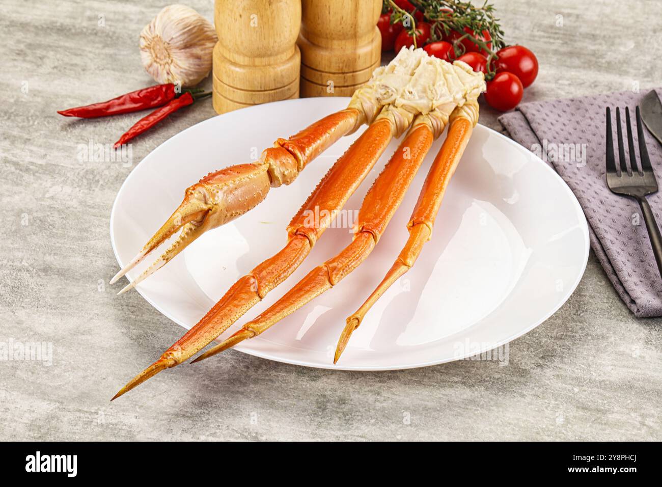 Delicous luxury boiled crab claw legs Stock Photo - Alamy