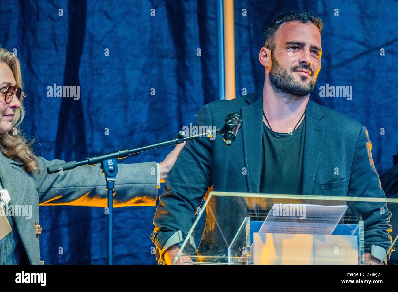 London, UK. 6th Oct, 2024. Tracy Ann Oberman introduces Barak Deri who ...