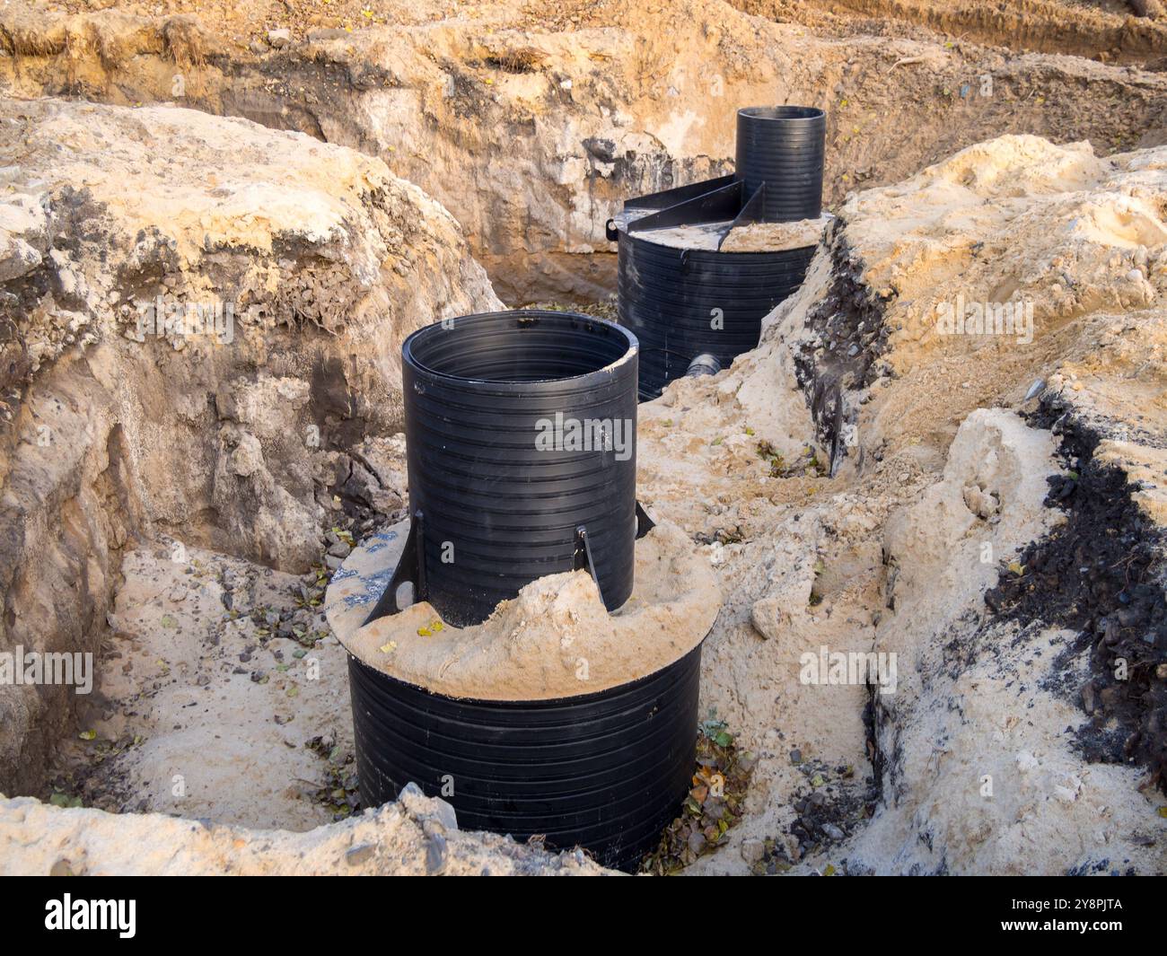 Installation of modern plastic wells for underground communications ...