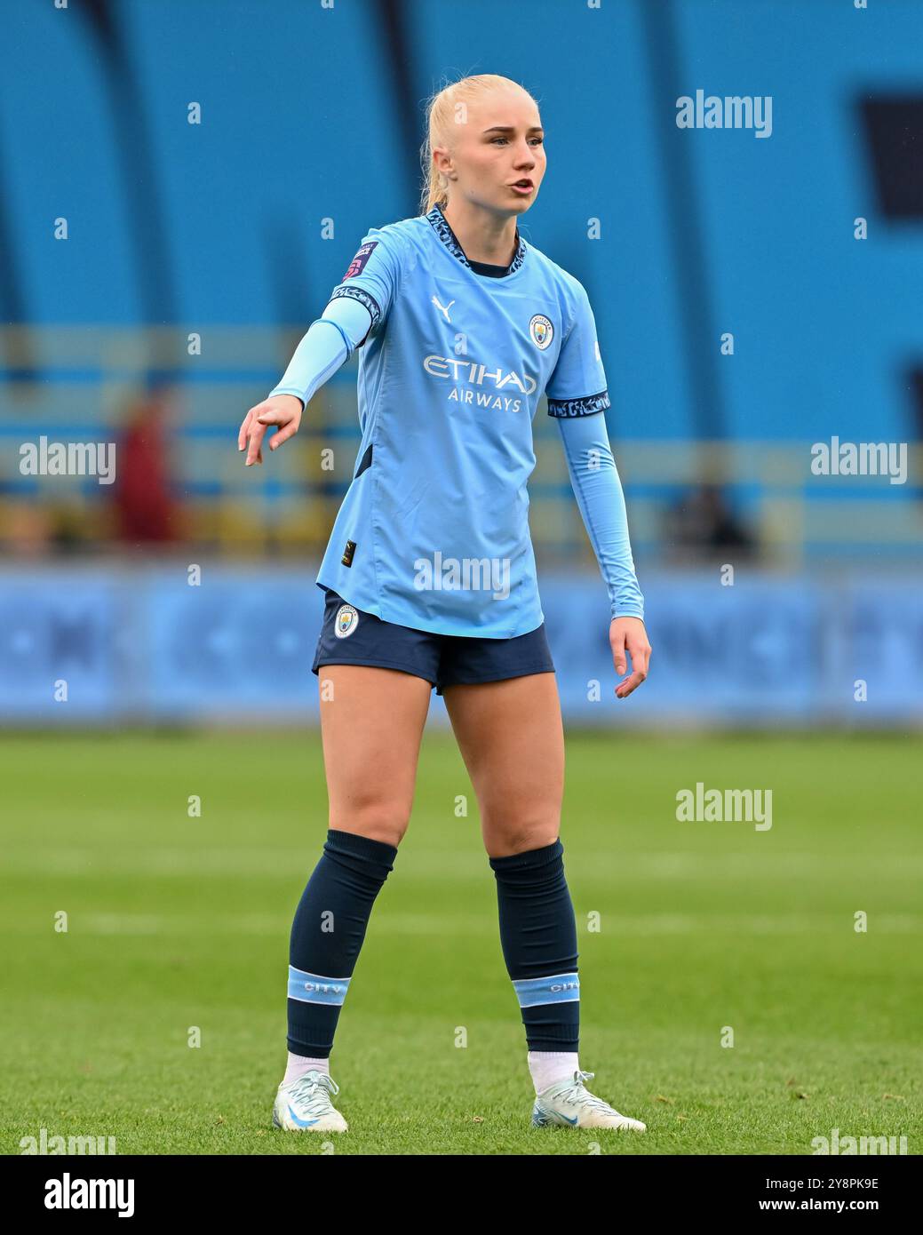 Laura Blindkilde of Manchester City Women instructs during the The ...