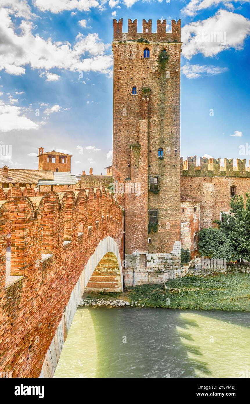 Castelvecchio Bridge, aka Scaliger Bridge, iconic landmark in Verona ...
