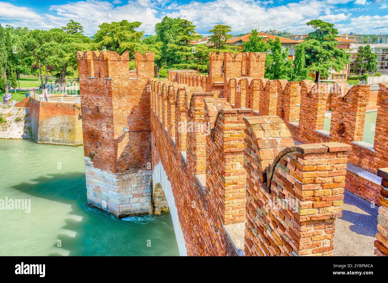 Castelvecchio Bridge, aka Scaliger Bridge, iconic landmark in Verona ...