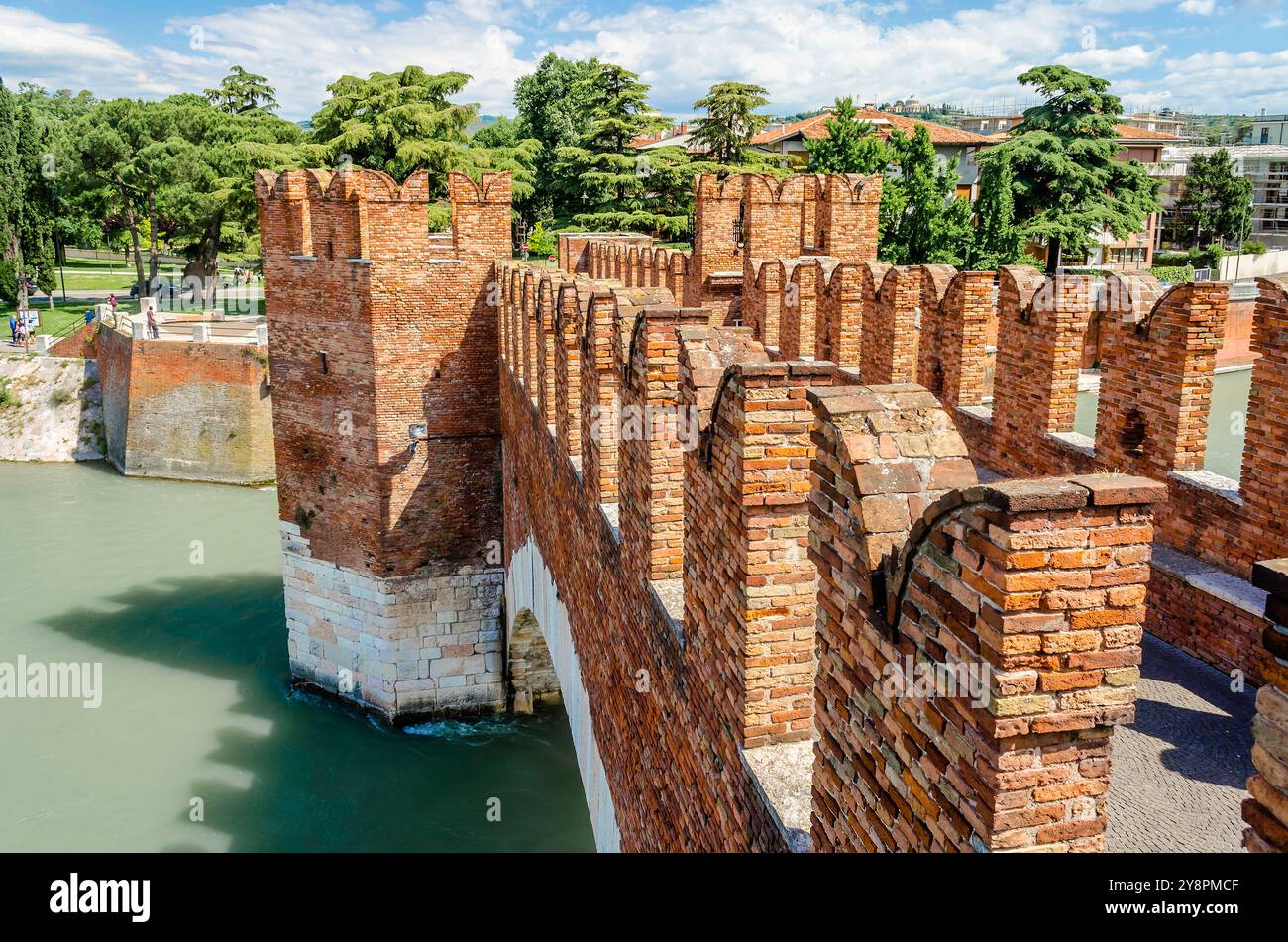 Castelvecchio Bridge, aka Scaliger Bridge, iconic landmark in Verona ...