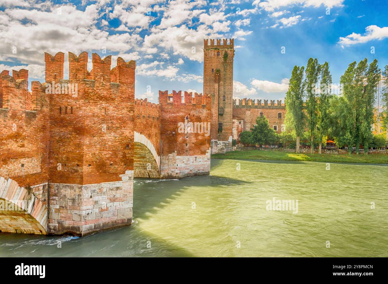 Castelvecchio Bridge, aka Scaliger Bridge, iconic landmark in Verona ...