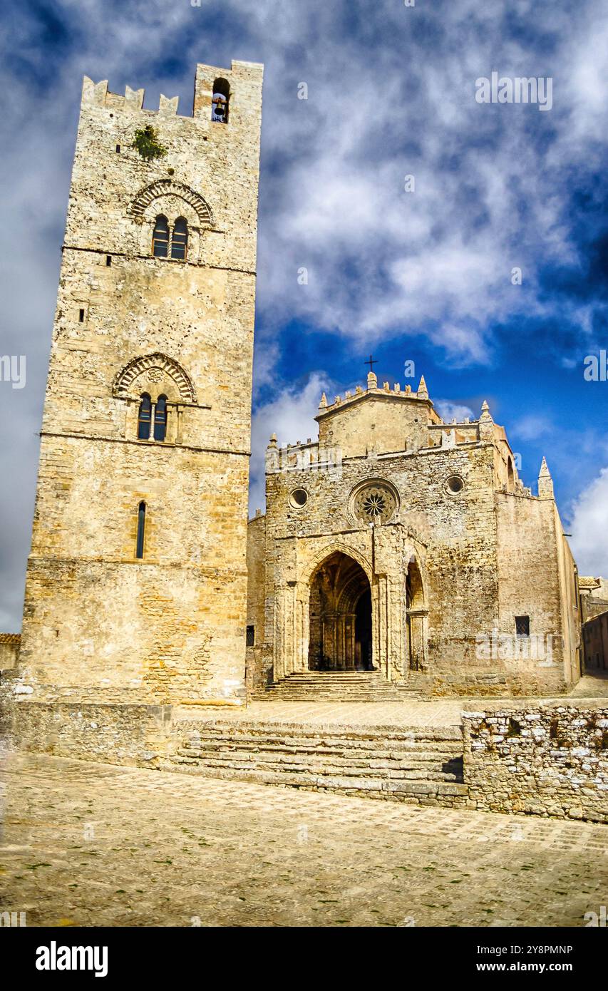 The iconic medieval Cathedral of Erice, Sicily, Italy Stock Photo - Alamy