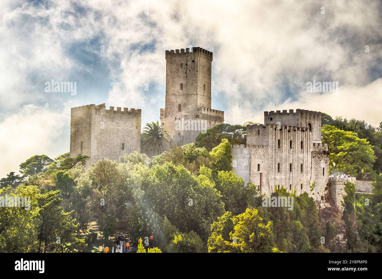 View over the scenic medieval Castle of Venus in the town of Erice ...