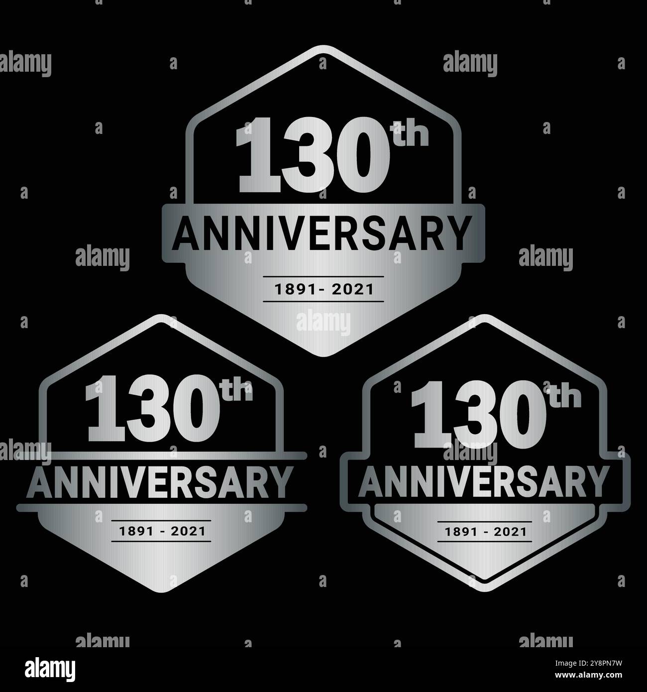 130 years anniversary celebration logotype. 130th anniversary logo collection. Set of ...