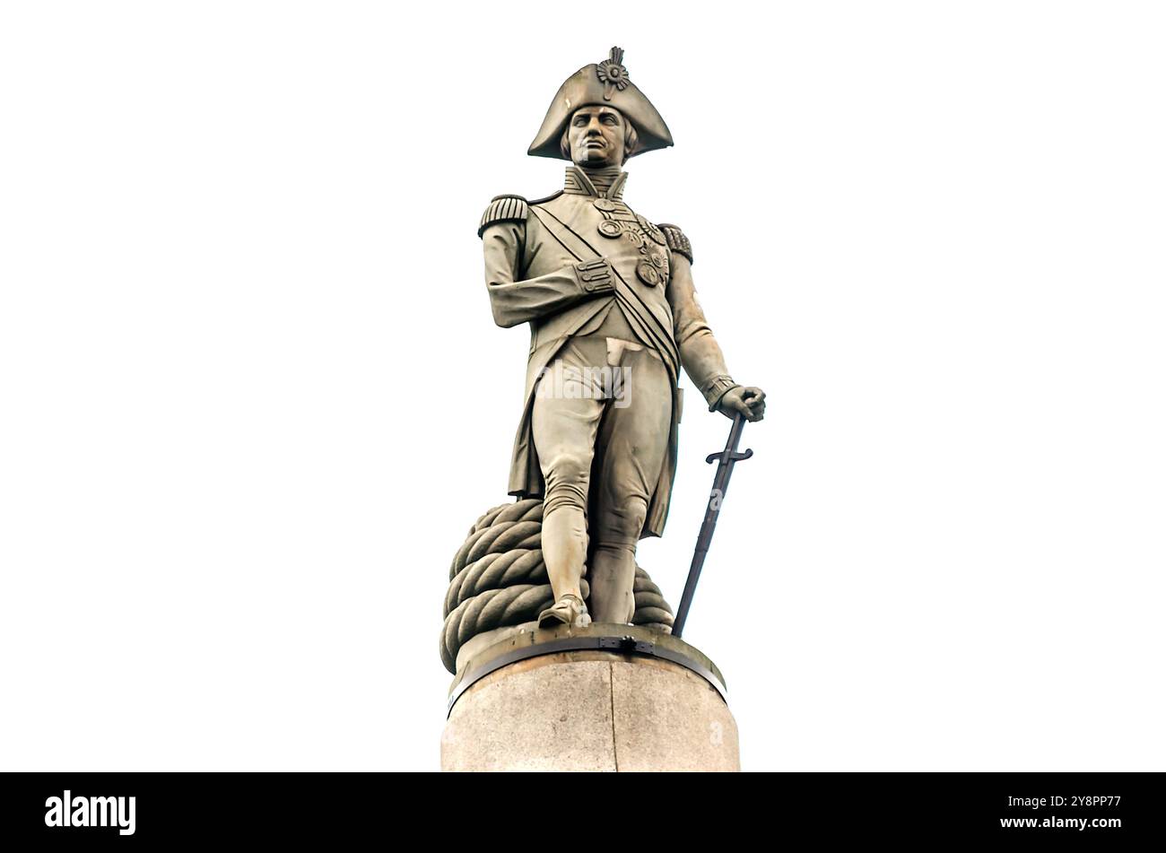 Nelson statue atop column at Trafalgar Square, iconic landmark in ...