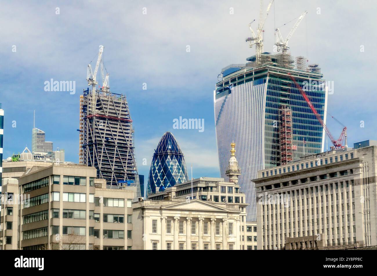 London City skyline, modern skyscrapers in London financial district ...
