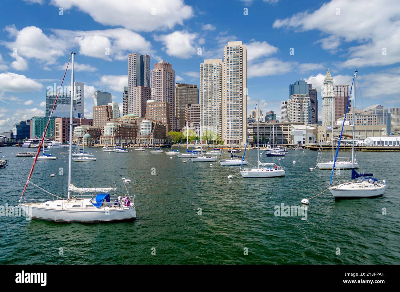 A scenic view of the Boston skyline from the bay, USA Stock Photo - Alamy