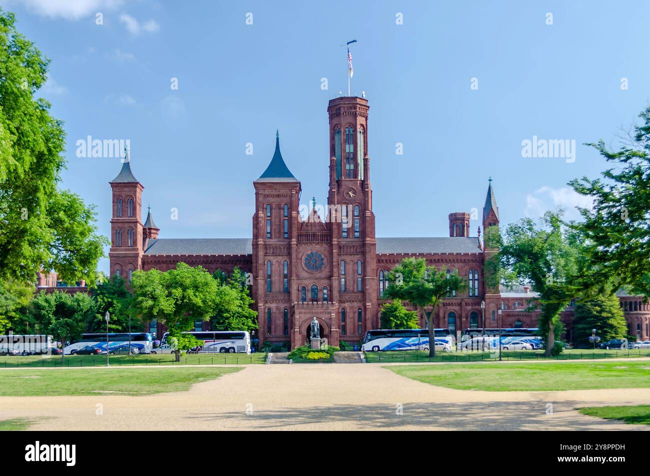 The iconic Smithsonian Castle along the National Mall in Washington DC ...