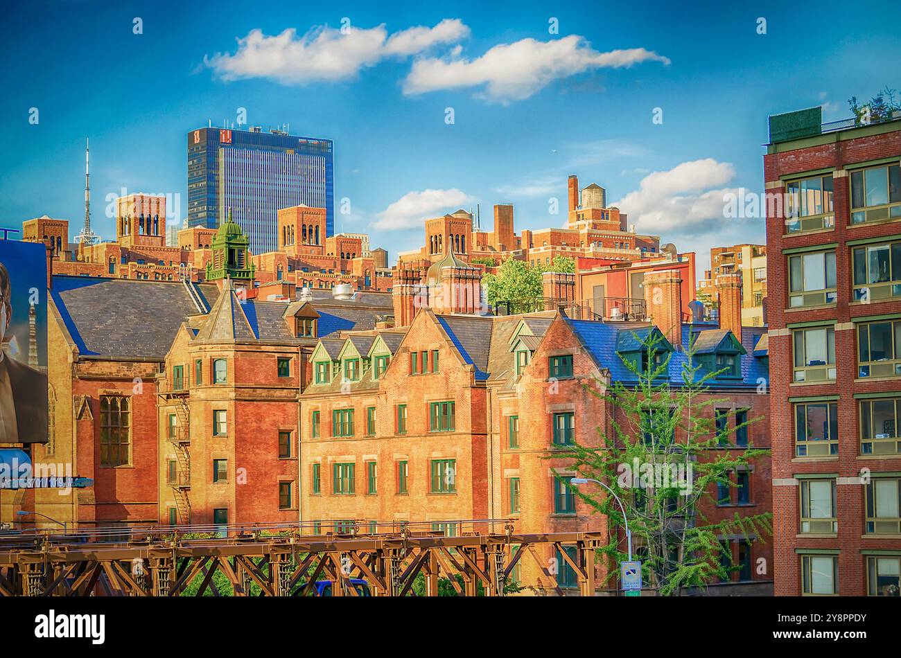 Scenic view of the red brick buildings in Chelsea district, Midtown ...