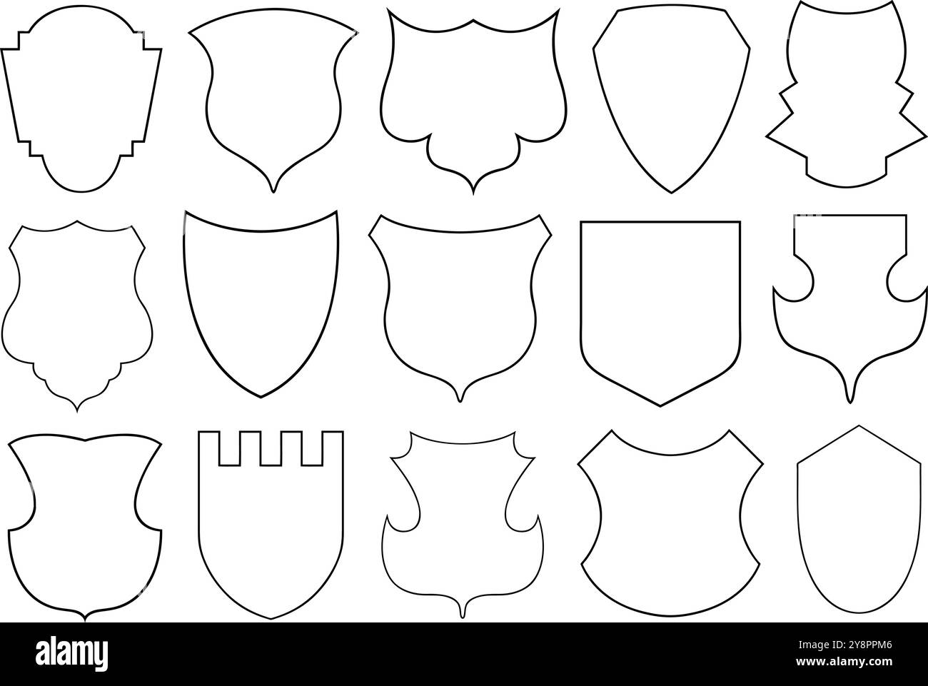 Set of different shields illustration isolated on white background ...
