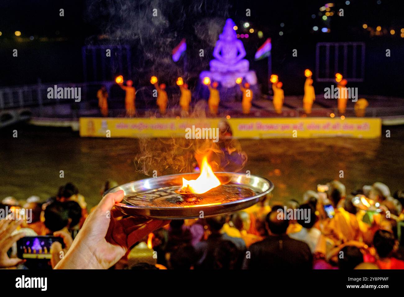 Aarti performed during Diwali, one of the traditional Indian festivals ...