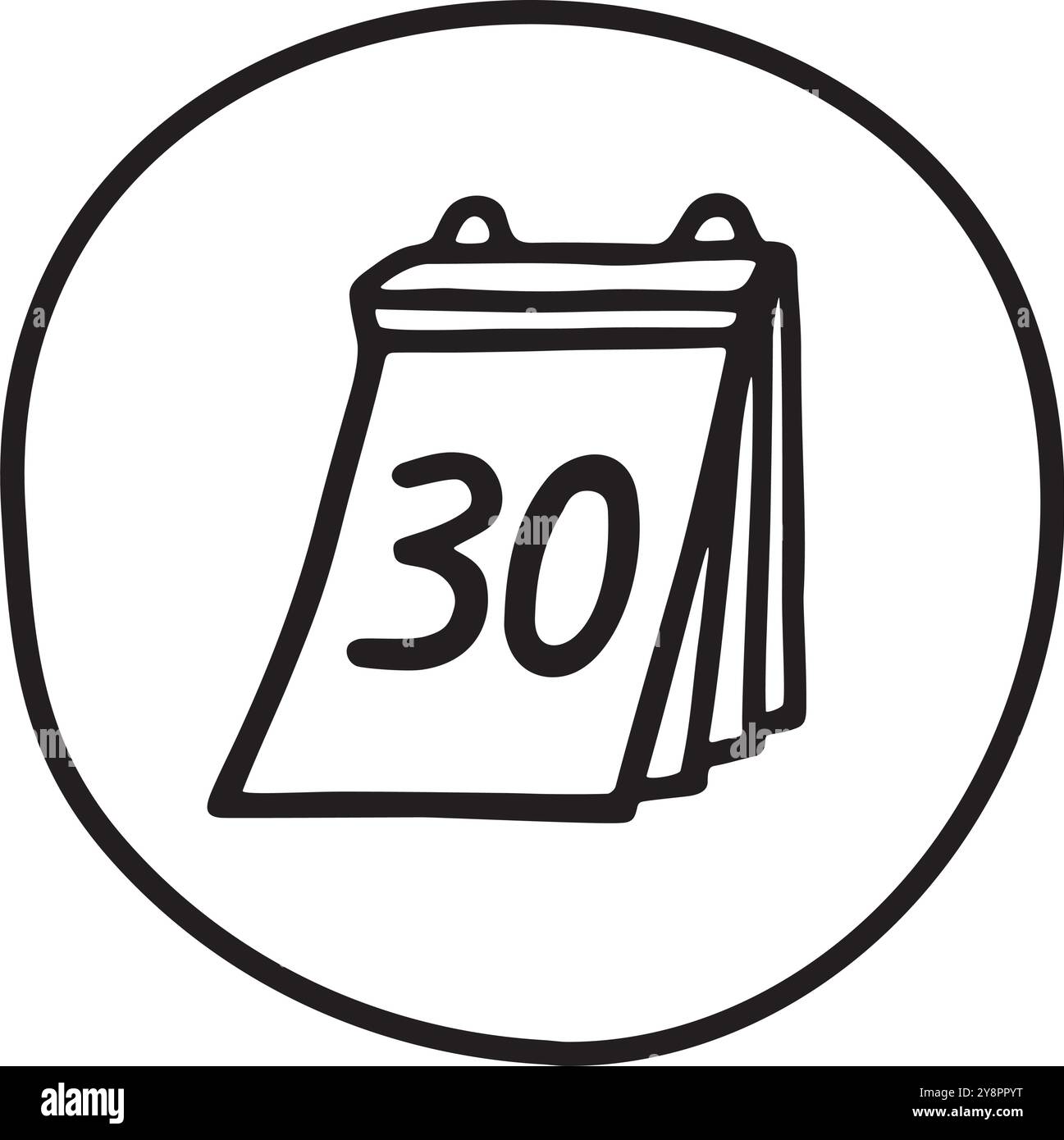 Doodle calendar end month icon or logo, hand drawn with thin black line ...