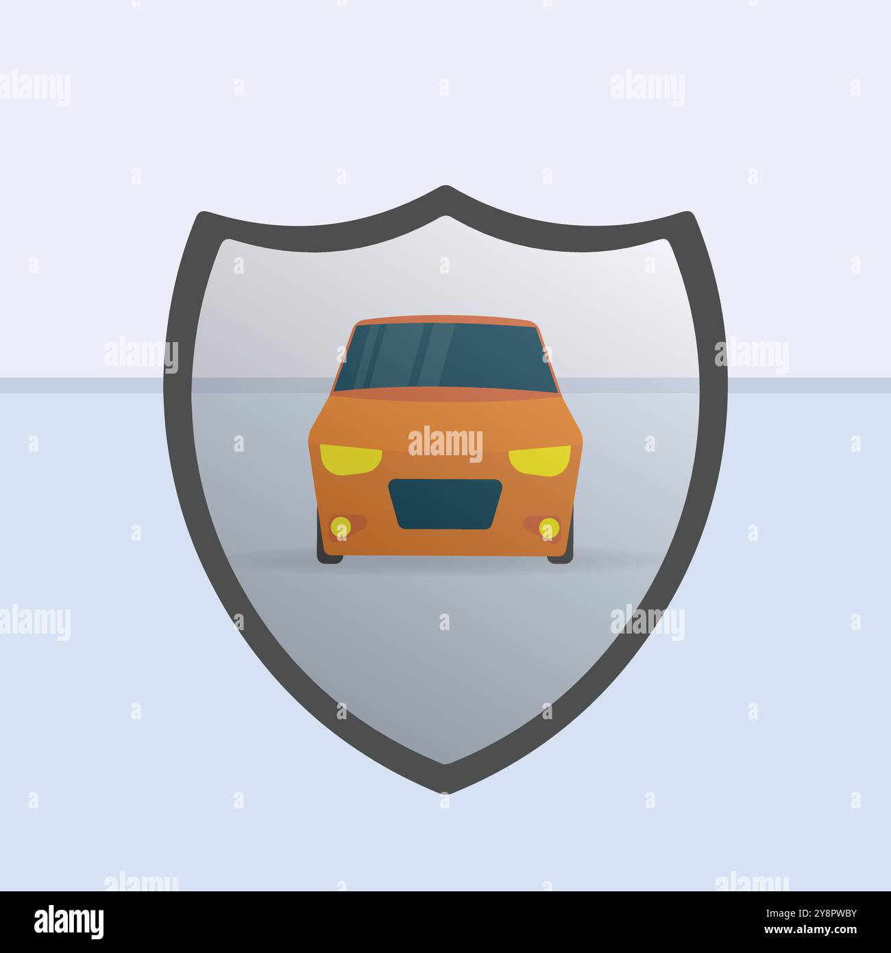 Car with a transparent shield, protection, insurance, auto service ...