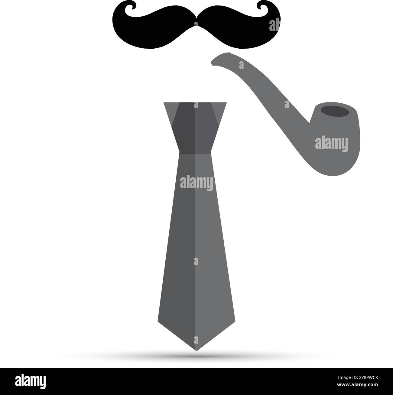 Silhouette of mustache, pipe and tie on white background Stock Vector ...