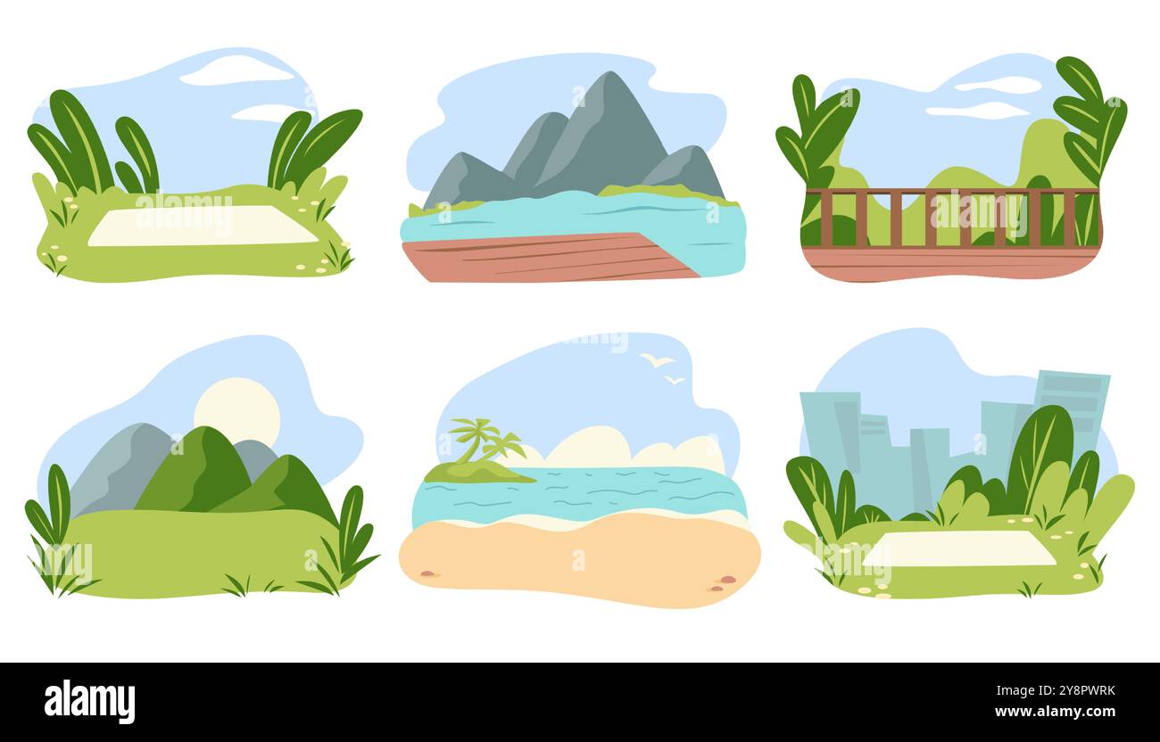 City park. Garden trees. Outdoor field landscape. Sea beach. Yoga mat ...