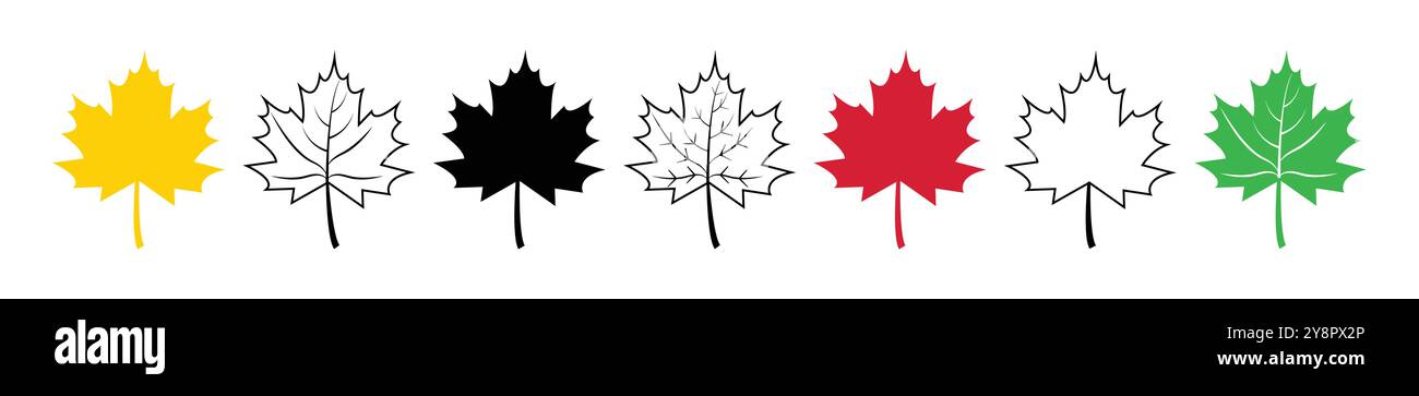 Set of flat maple leaf shape icons isolated on white background vector ...
