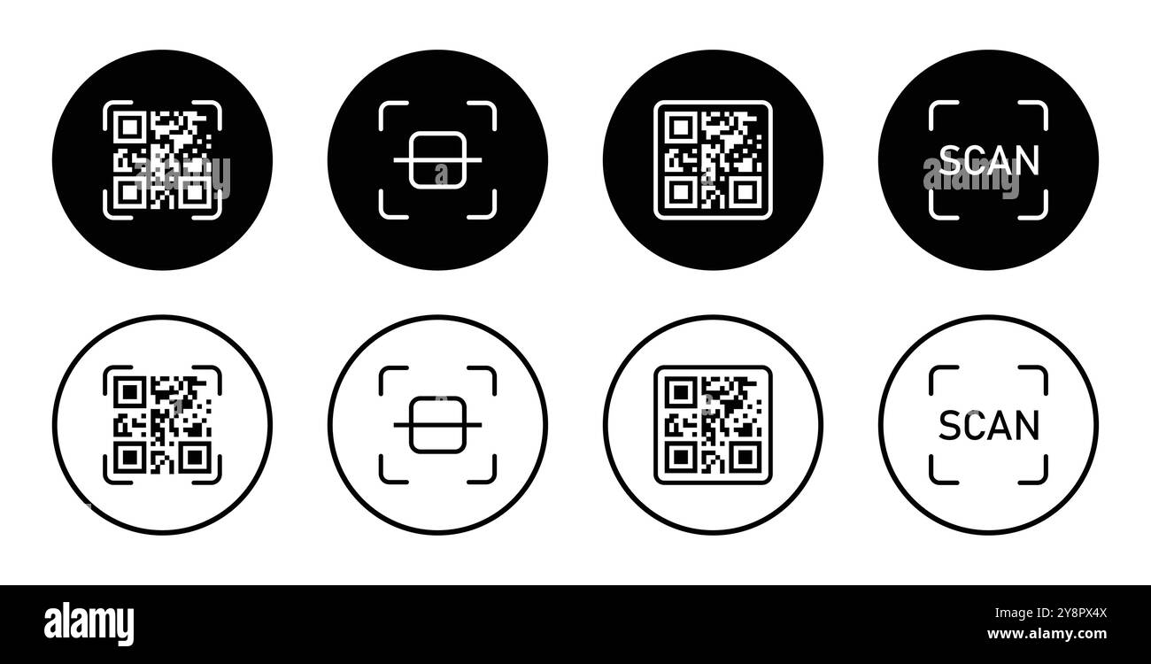 Set of digital scanning qr code icons isolated on a white background ... Set of digital scanning qr code icons isolated on a white background ...