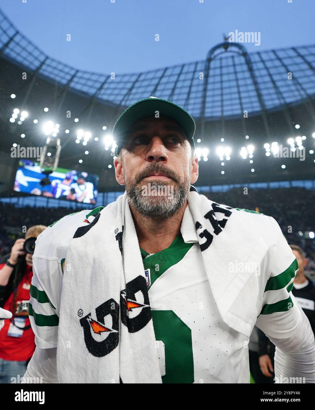 New York Jets' Aaron Rodgers after the NFL International match at the ...