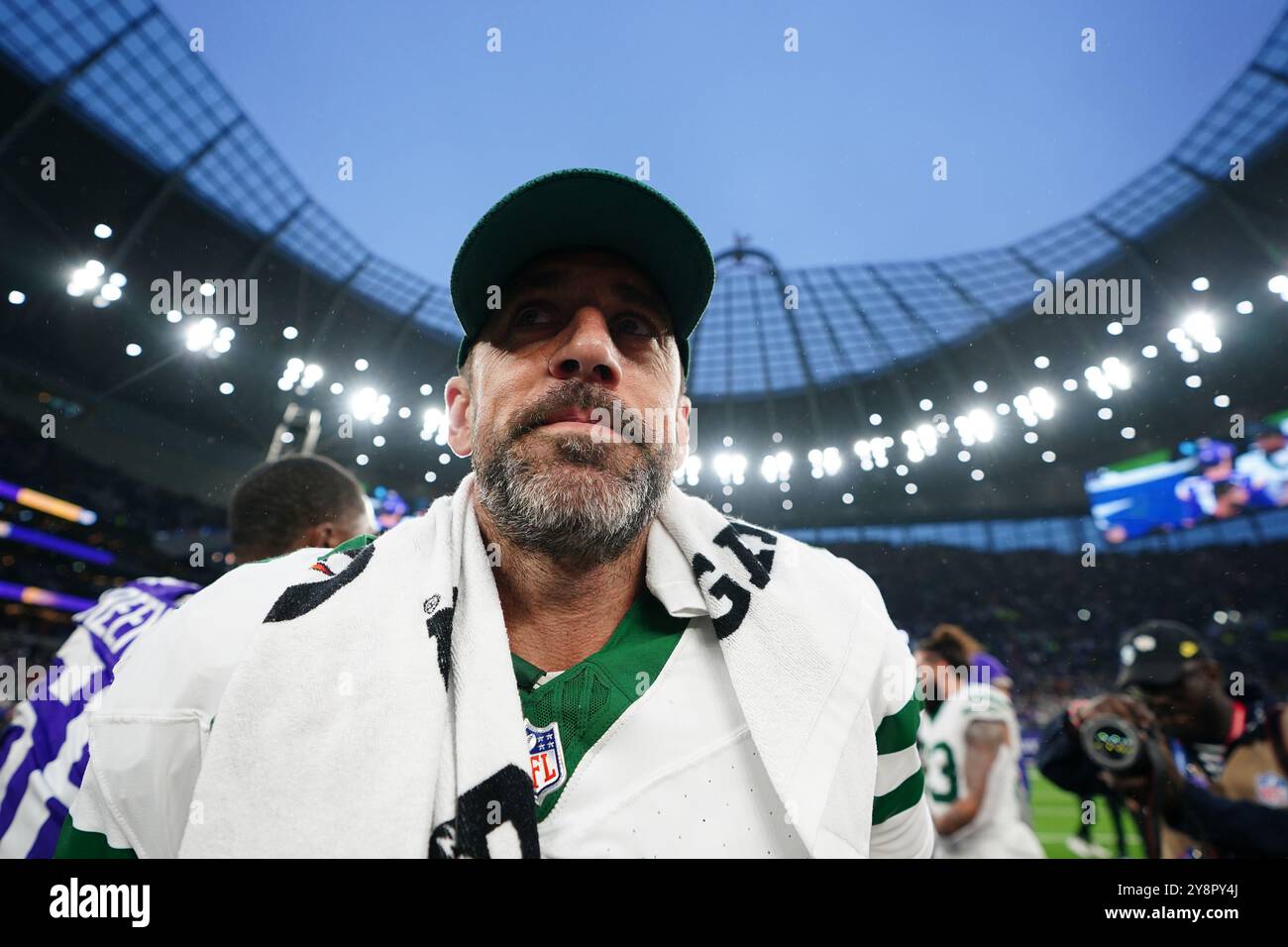 New York Jets' Aaron Rodgers after the NFL International match at the ...
