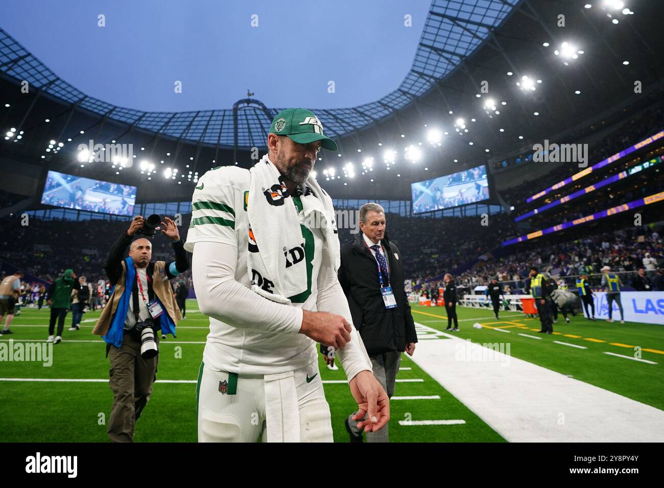 New York Jets' Aaron Rodgers after the NFL International match at the ...