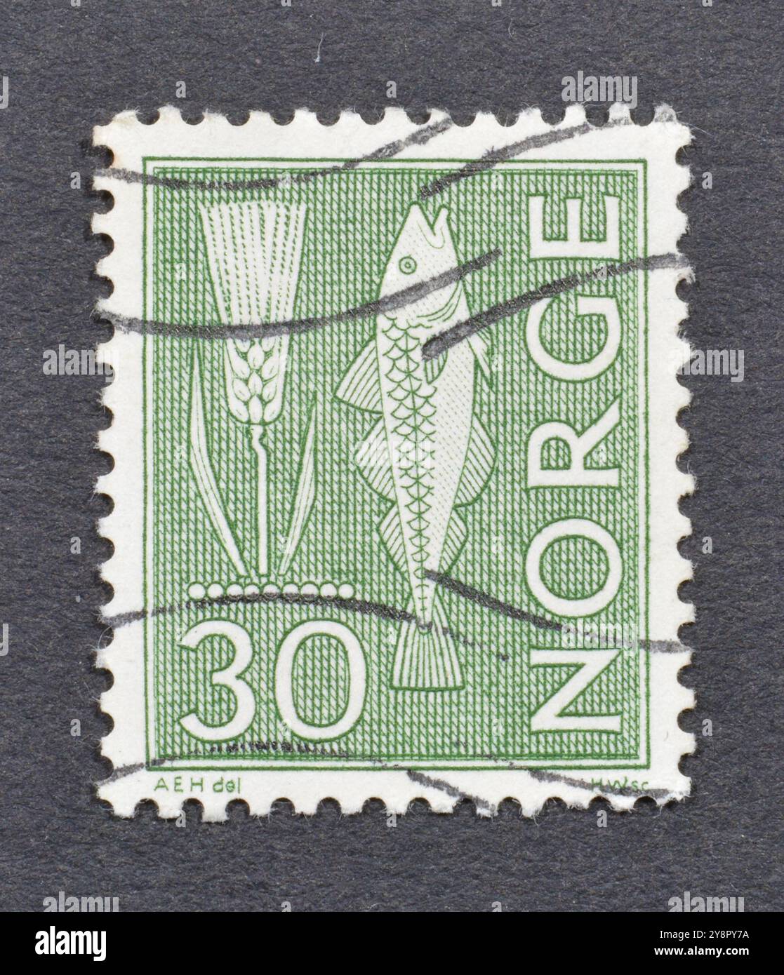Cancelled postage stamp printed by Norway, that shows Knut, Local ...