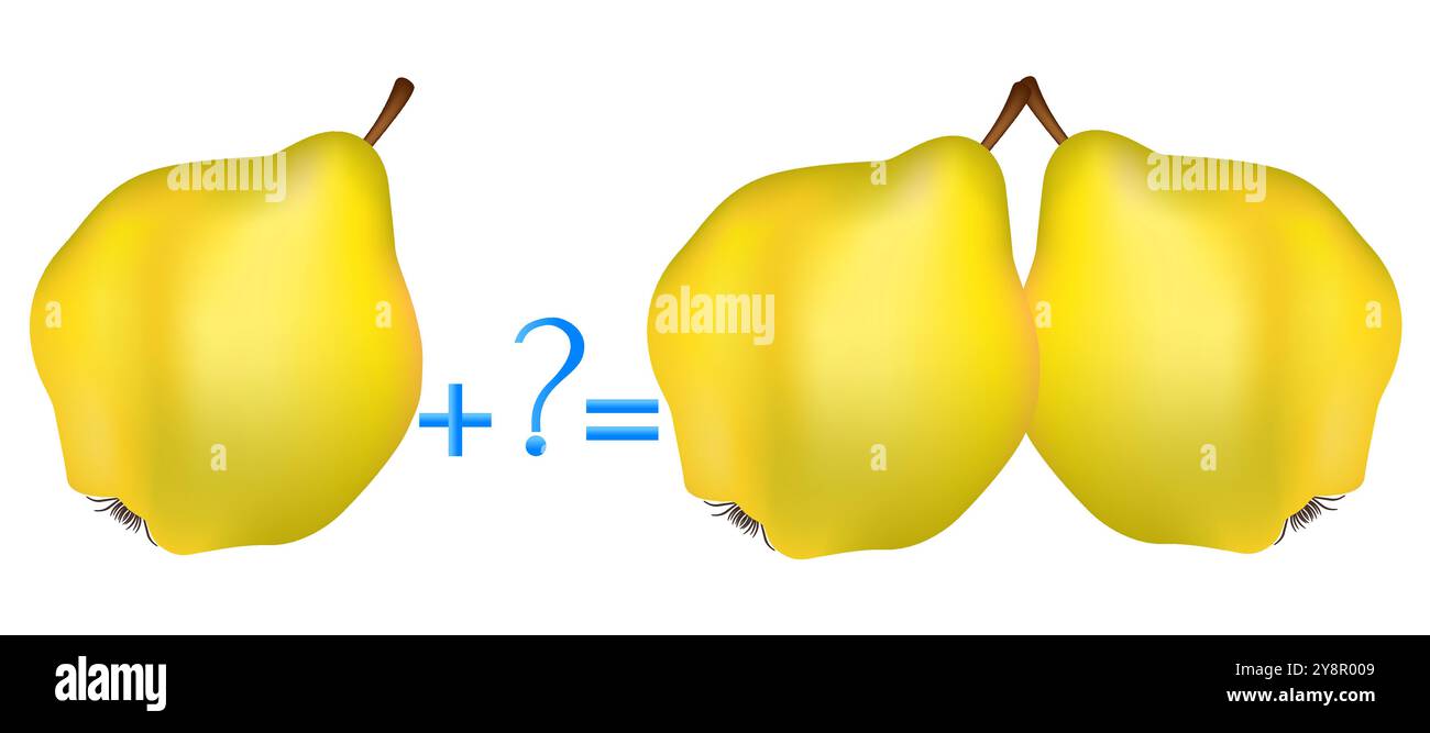 Action relationship of addition, examples with quinces. Educational ...