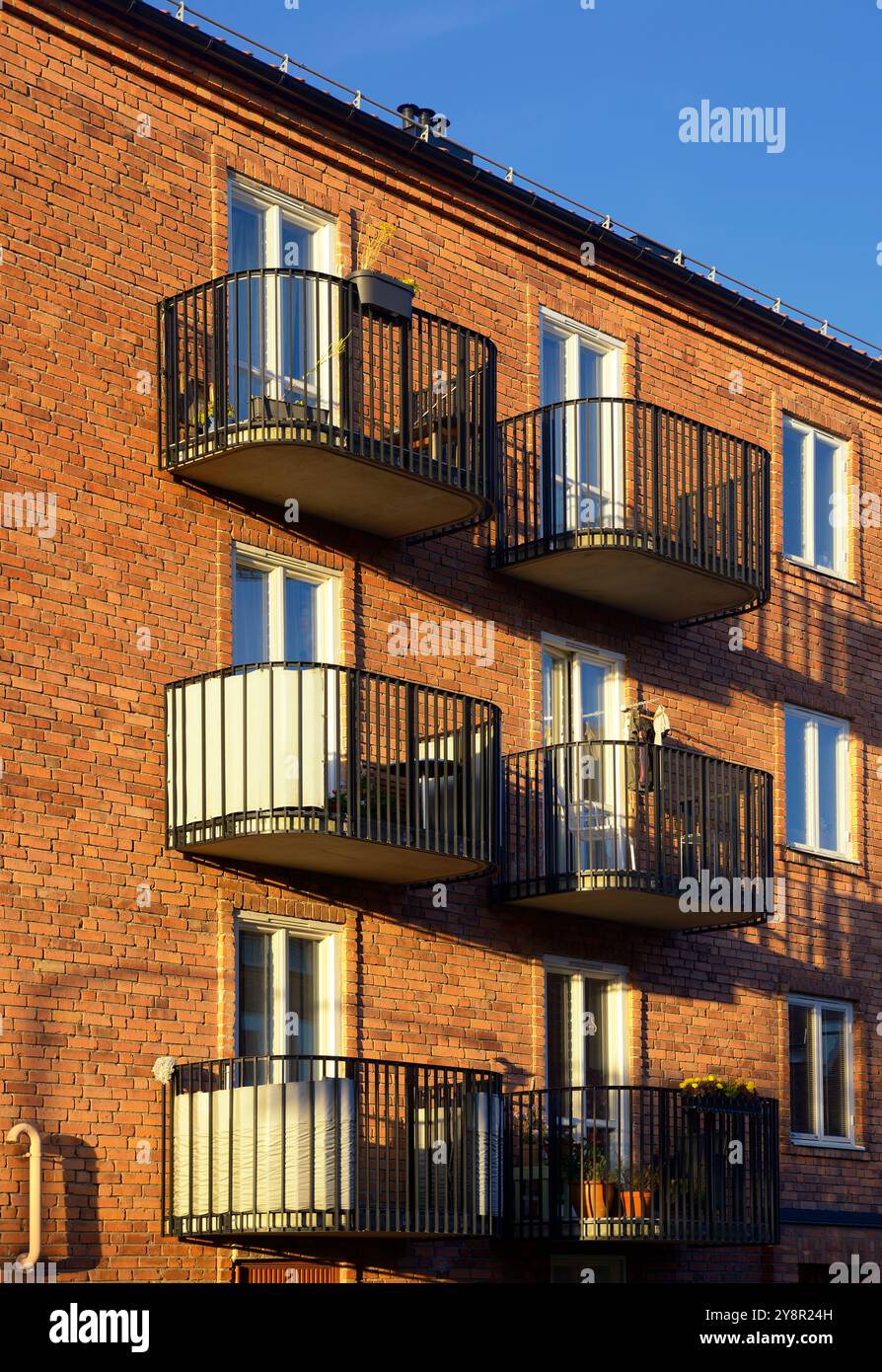 Facade of a old mansion block around Stockholm in Sweden Stock Photo ...