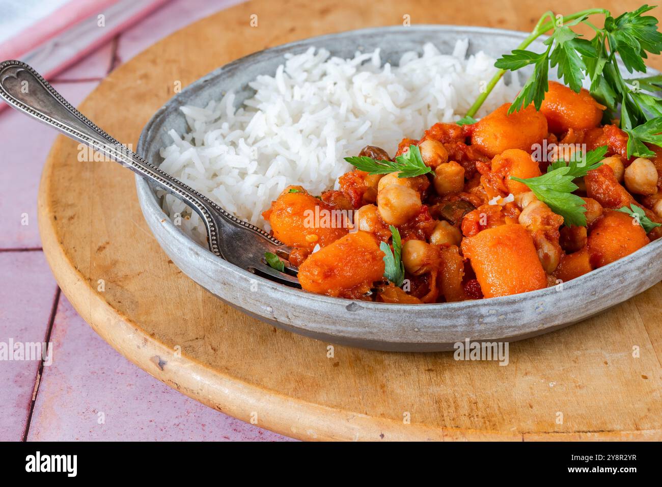 Chickpea and carrot tagine with rice Stock Photo - Alamy